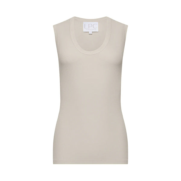 The Tina Rib Knit U-Scoop Tank Top in Warm Sand – La Peony Clothing