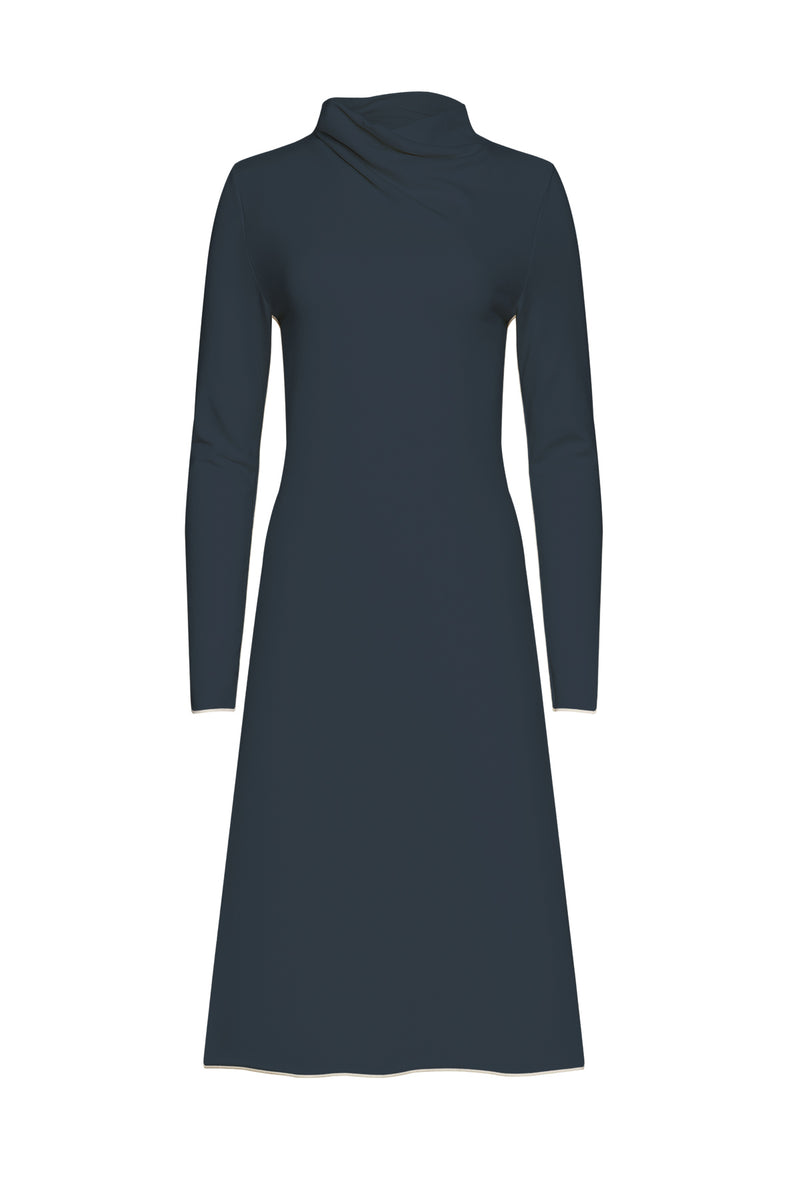 Margaret Mock Neck Dress in Coastal Gray – La Peony Clothing
